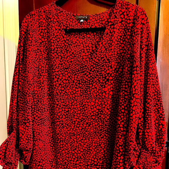 1. State | Tops | Red Heart Billowing Sleeves V Neck Blouse Beautiful ...
